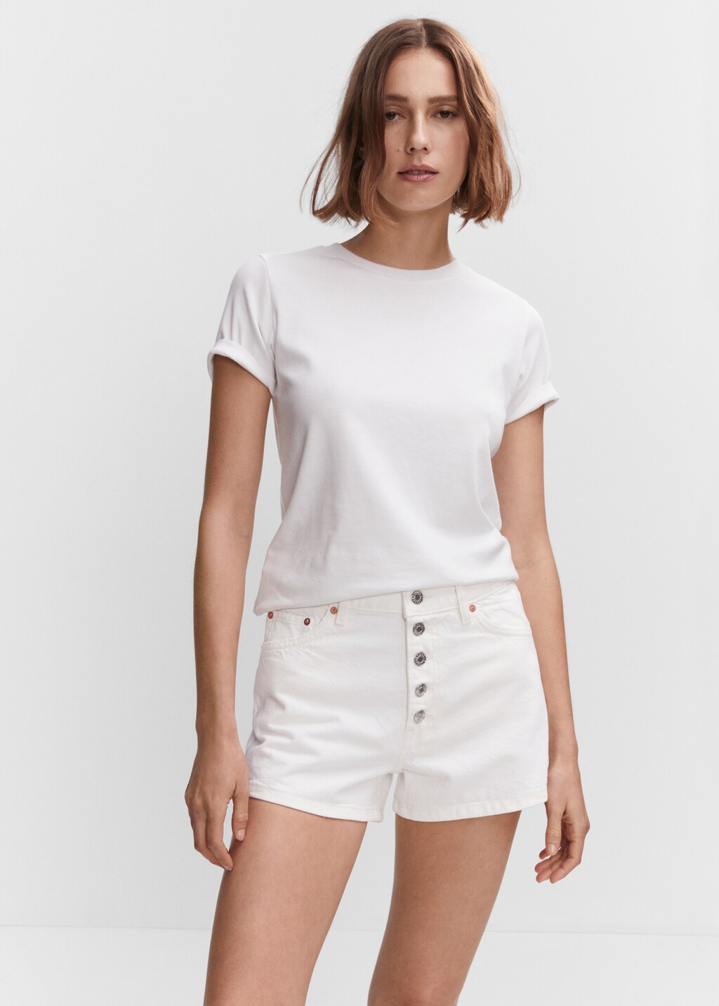 Denim Shorts With Buttons Women Mango Armenia