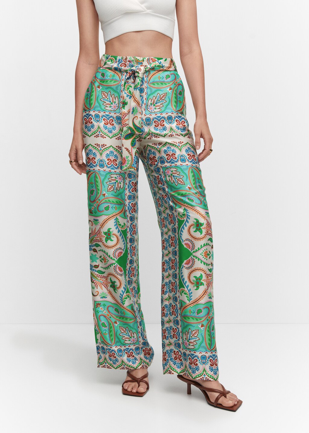 Satin printed trousers