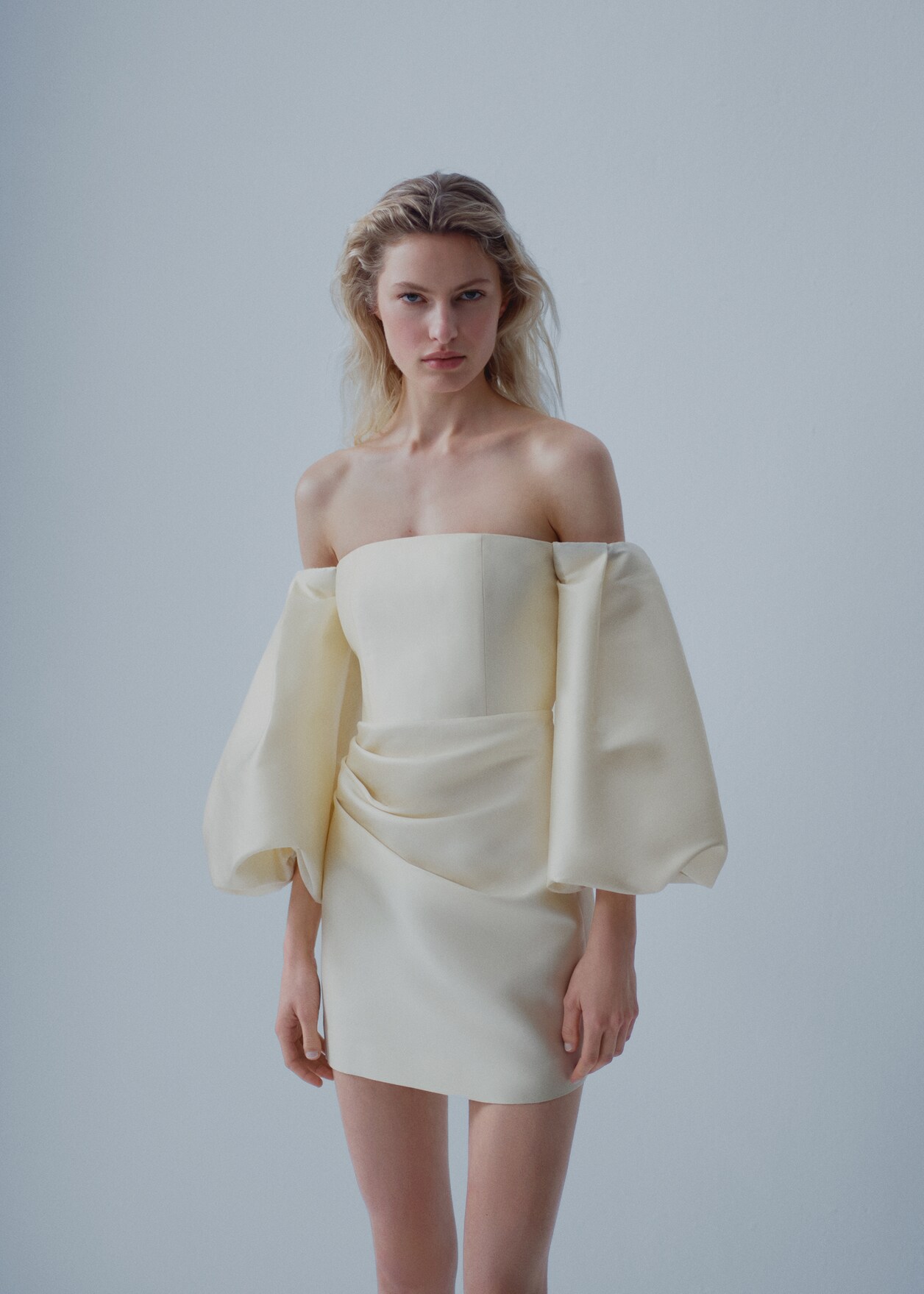 Satin dress with volume sleeves - Women | MANGO Montenegro