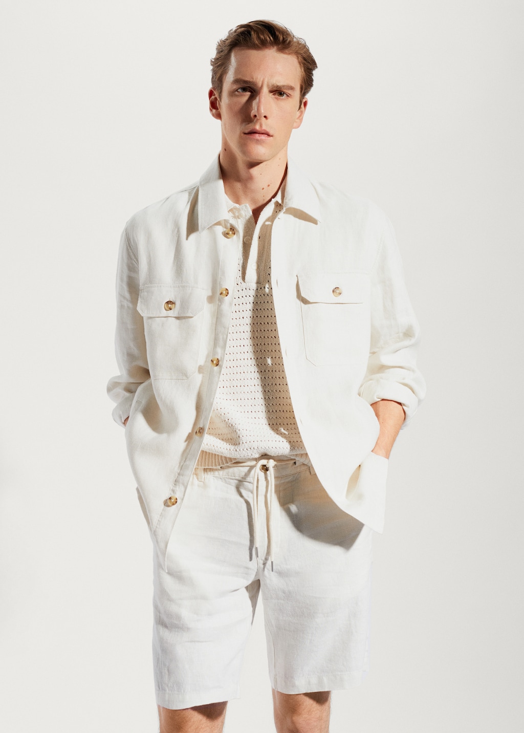 100% linen regular-fit overshirt