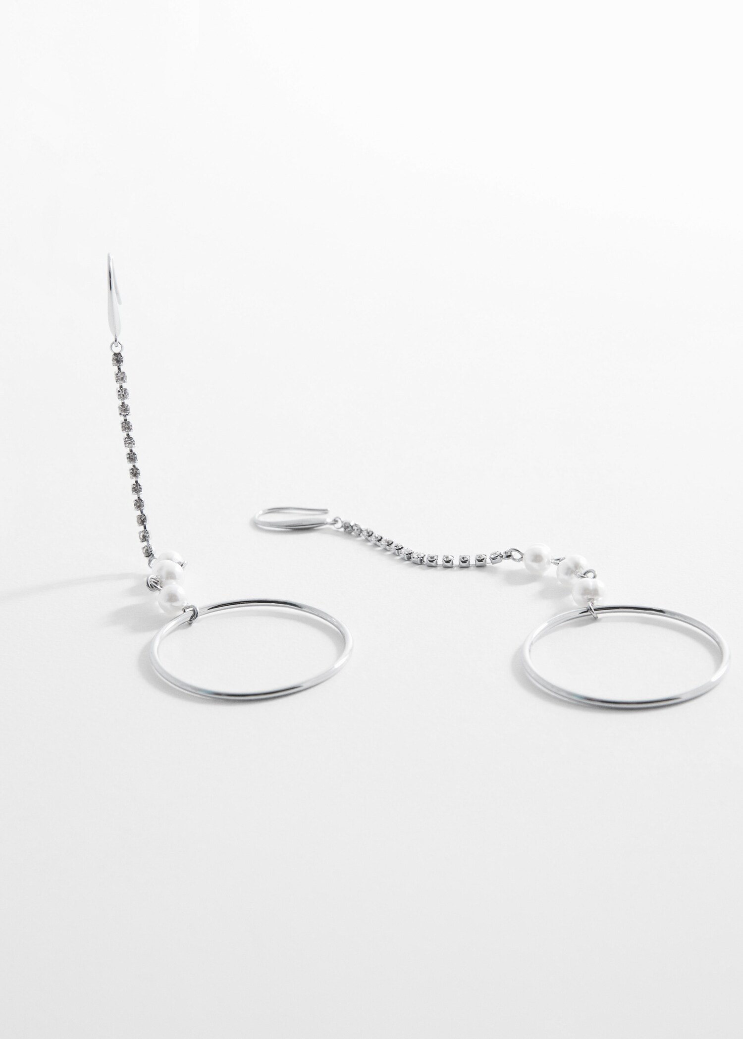Rhinestone thread hoop earrings - Women | MANGO Georgia