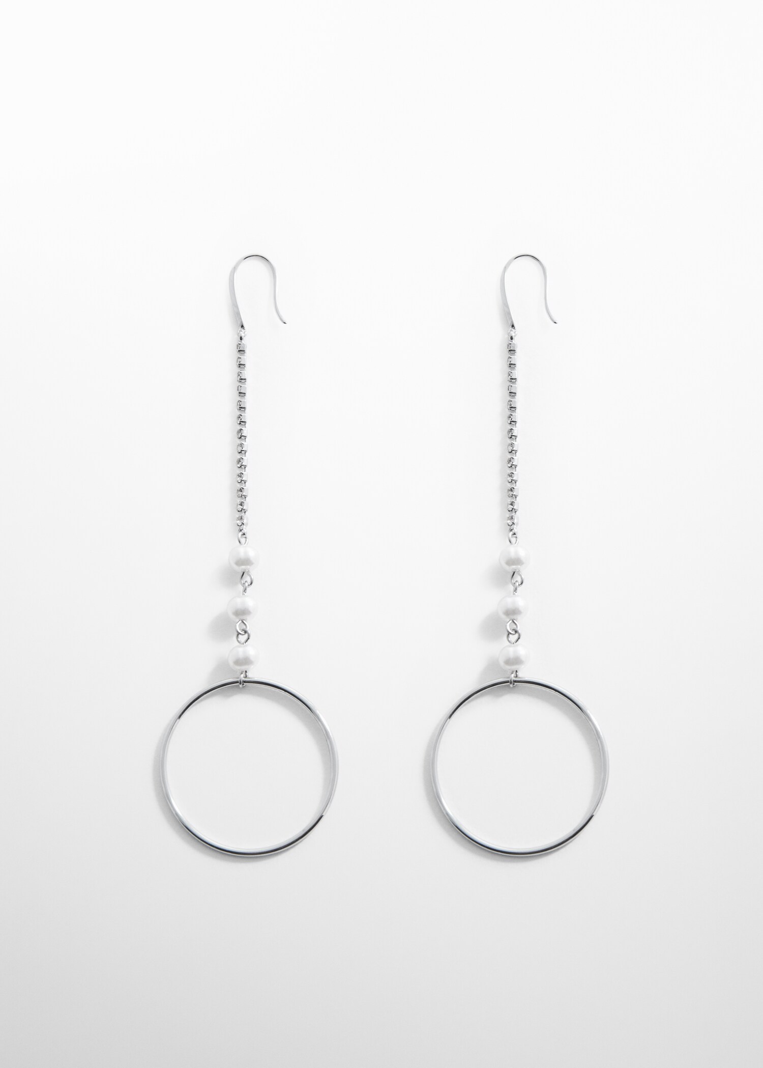 Rhinestone thread hoop earrings - Women | MANGO Georgia