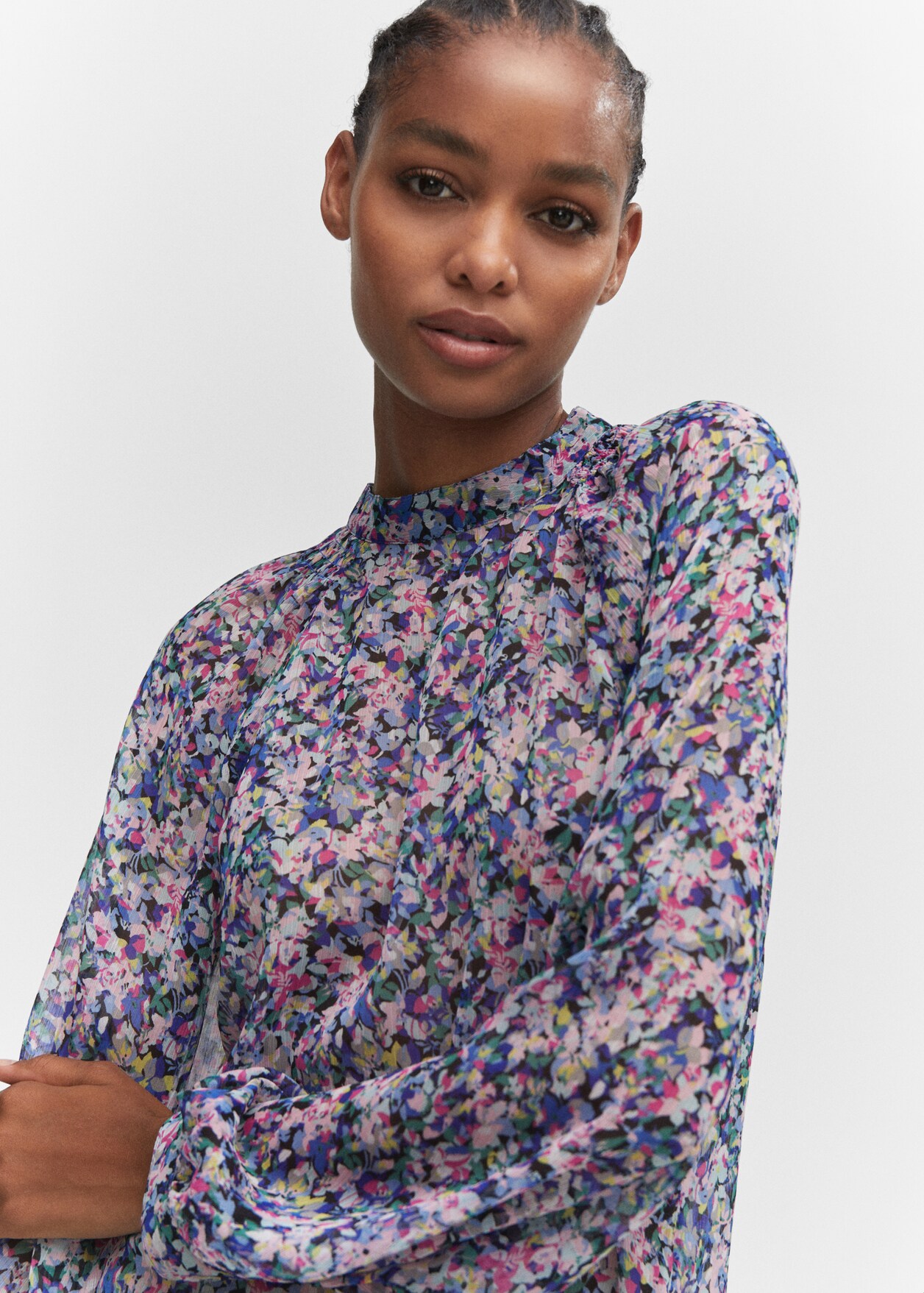 Printed puff sleeve blouse - Woman | MANGO USA