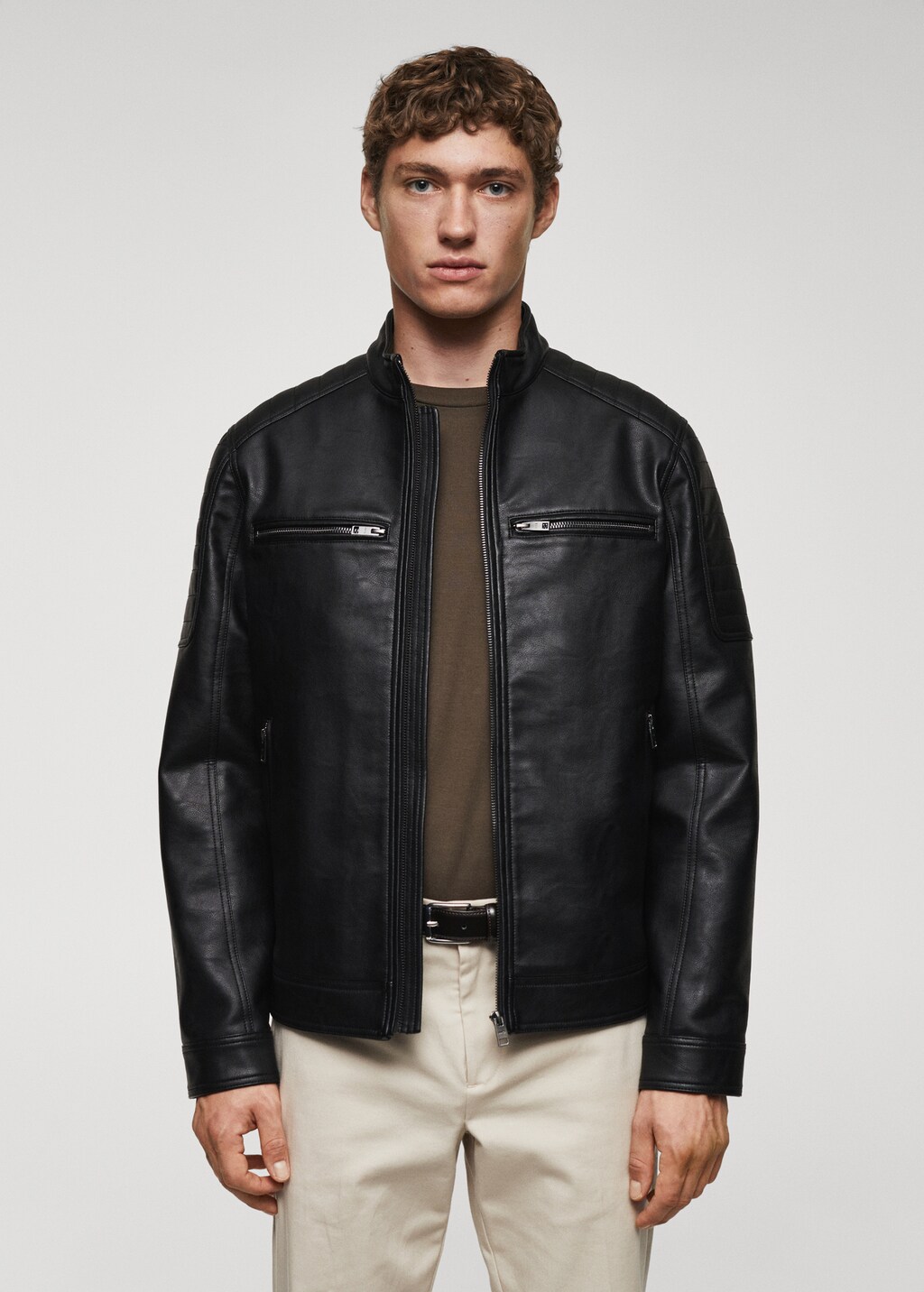 Nappa leather-effect jacket - Man | MANGO Montenegro