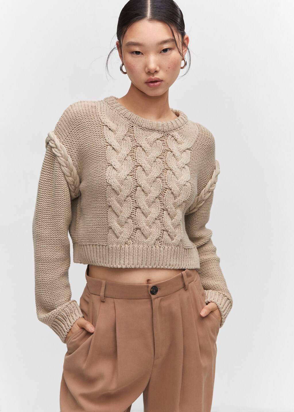 Knitted Braided Sweater Woman Mng Australia