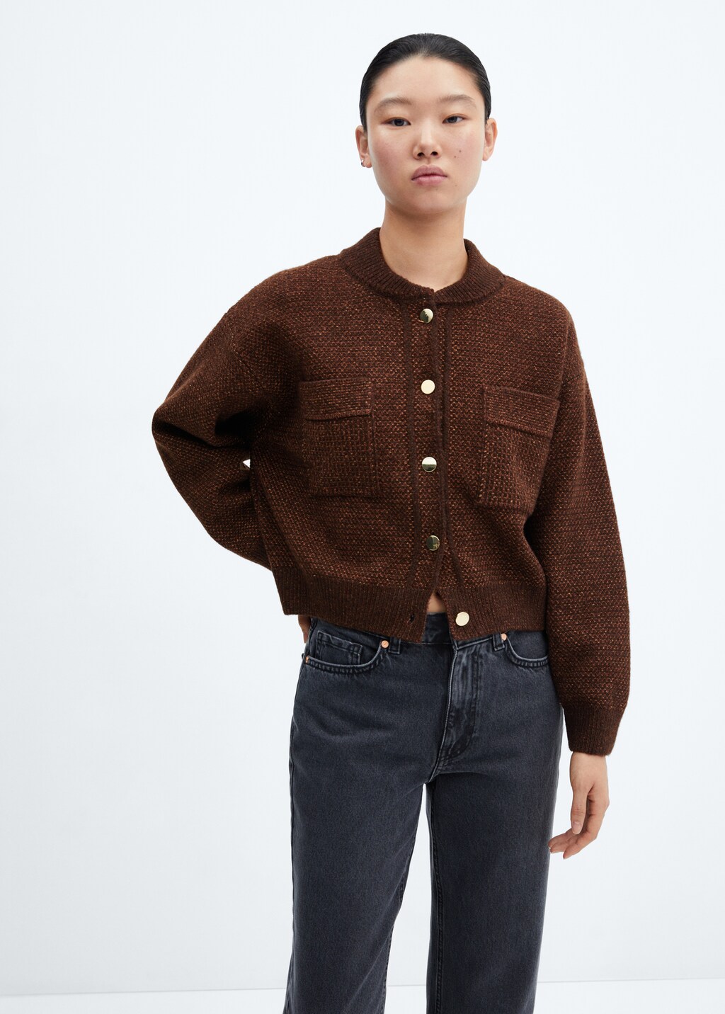Bomber-style cardigan with pockets - Woman | MANGO Vietnam