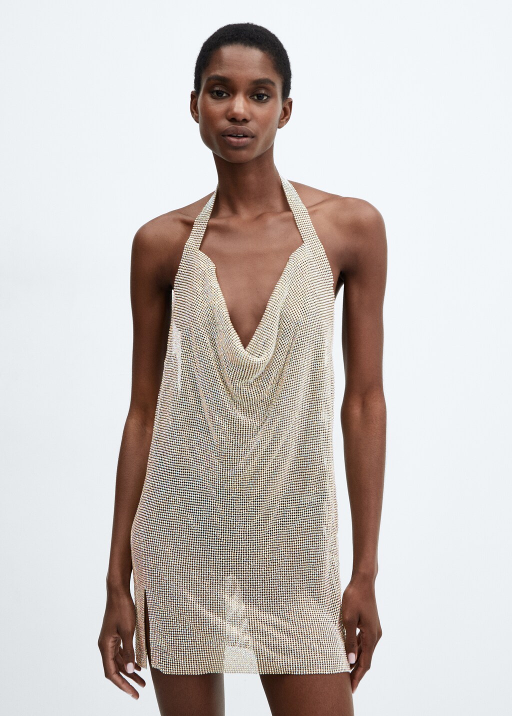 Crystal mesh dress - Woman | MANGO Syria