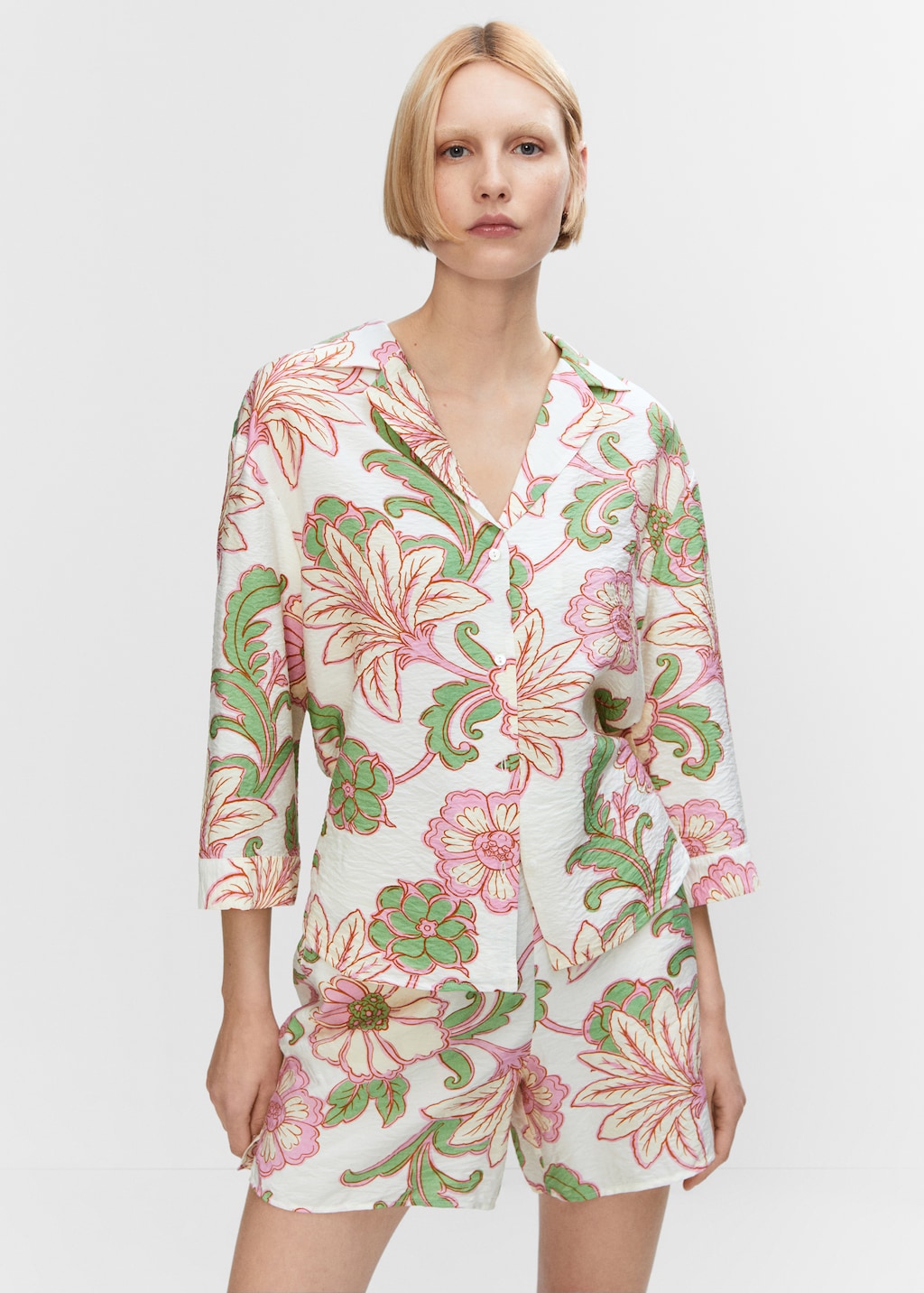 Textured Printed Shirt Woman MANGO Pakistan textured-printed-shirt-woman-mango-pakistan
