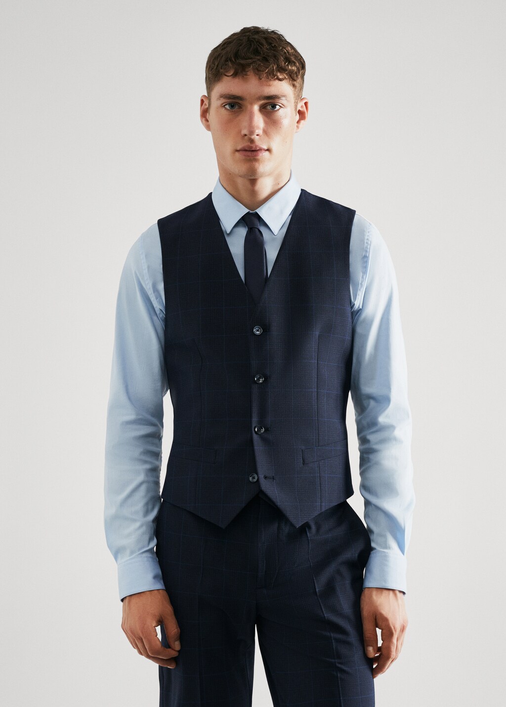 Super slim-fit check suit waistcoat