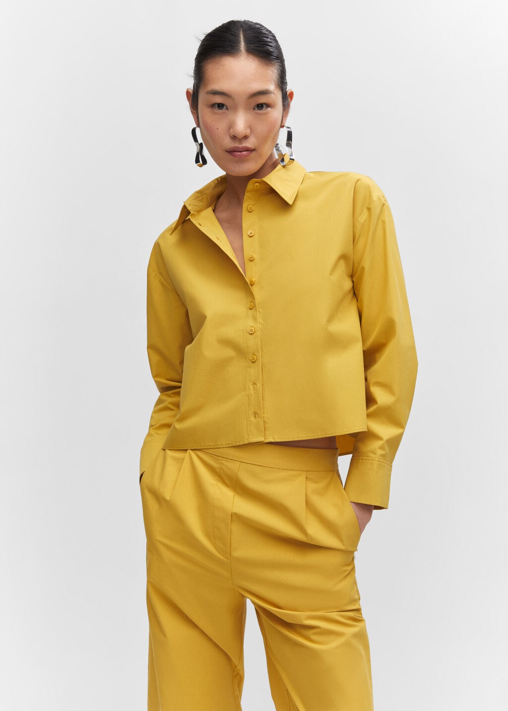 100 Cotton Crop Shirt Women Mango Montenegro