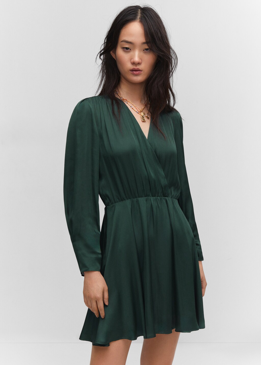 Wrapped satin dress - Woman | MANGO USA