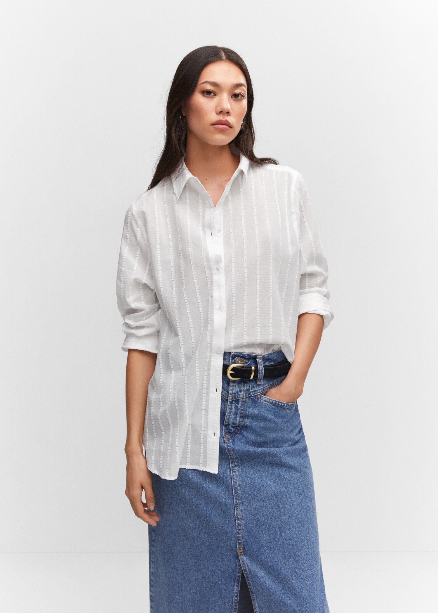 Embroidered cotton shirt - Woman | MANGO Lebanon