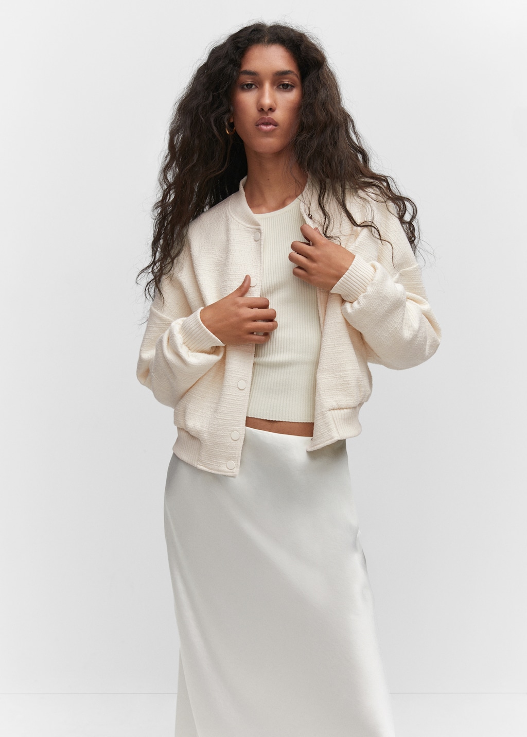 Tweed bomber jacket - Woman | MANGO Thailand