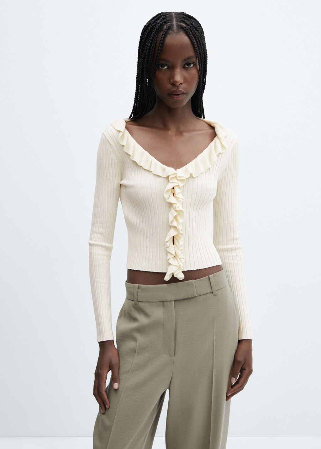 Ruffle knit cardigan - Woman | MANGO Malaysia