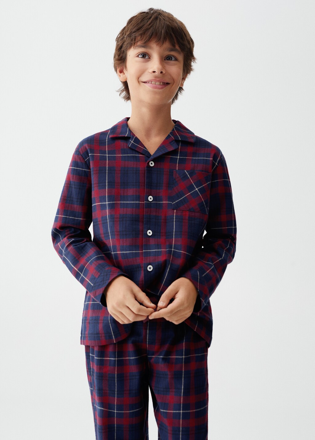 Two-piece checked long pajamas - Kids | MANGO USA