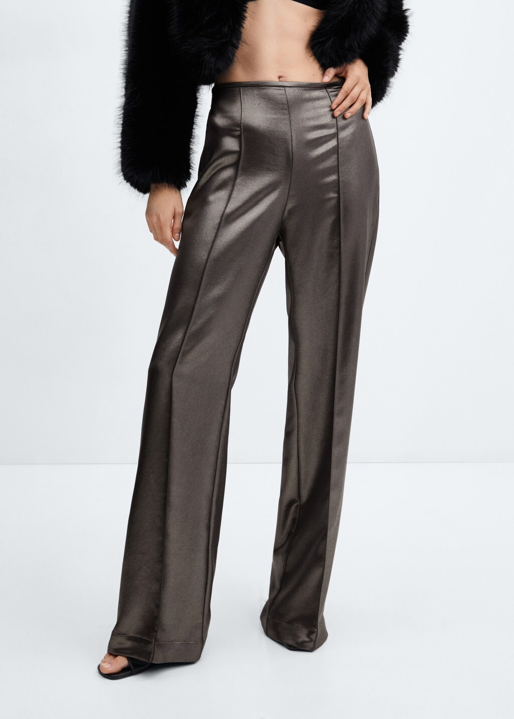 Metallic-effect pants - Woman | MANGO USA
