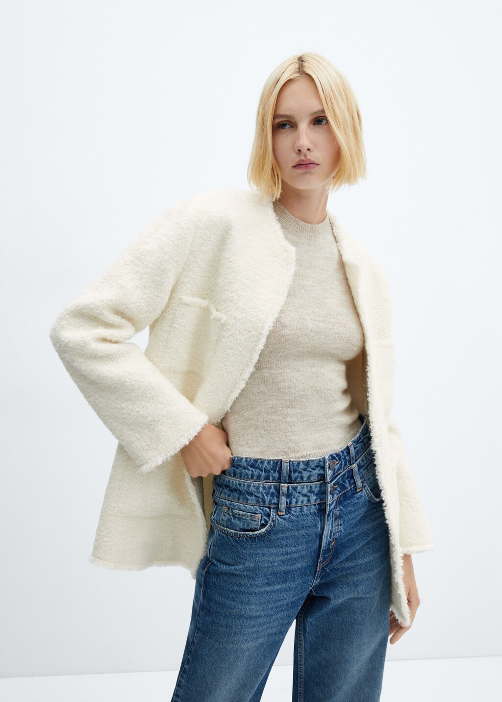 Pocket Tweed Jacket Woman Mango Usa