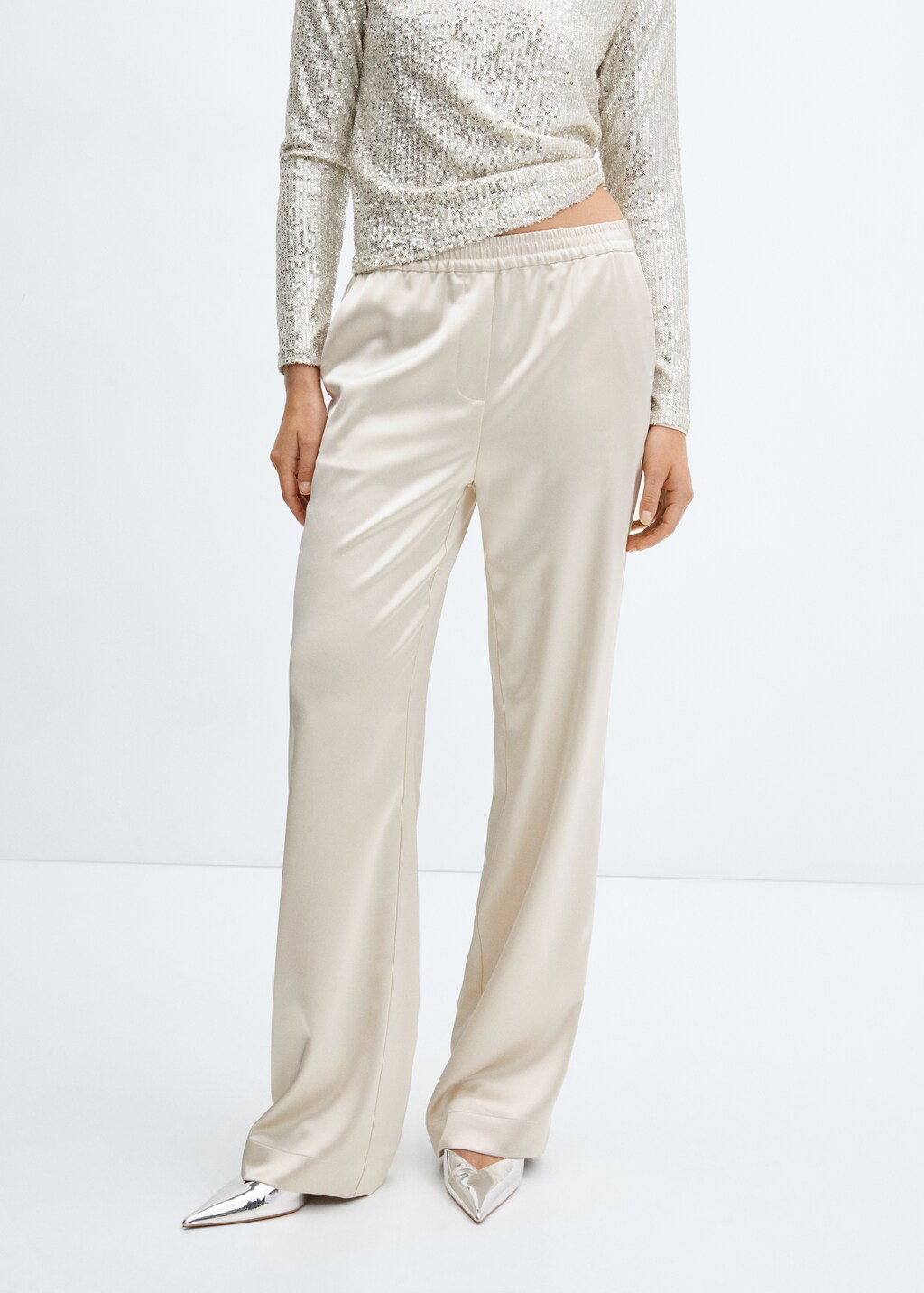 Ladies satin trousers store