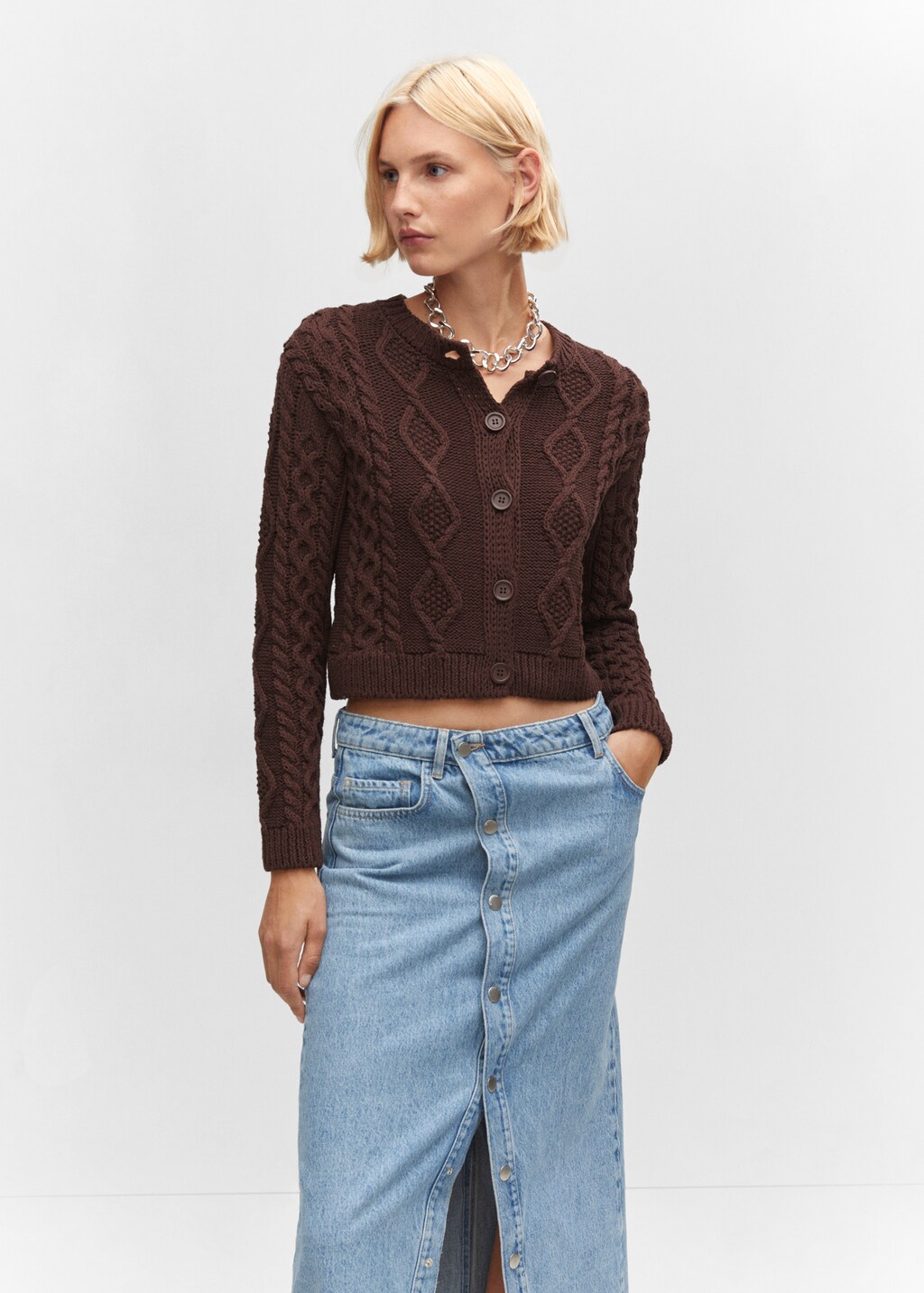 Cable-knit cardigan - Woman | MANGO Thailand