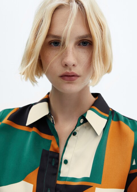 Geometric shirt dress - Woman | MANGO United Kingdom