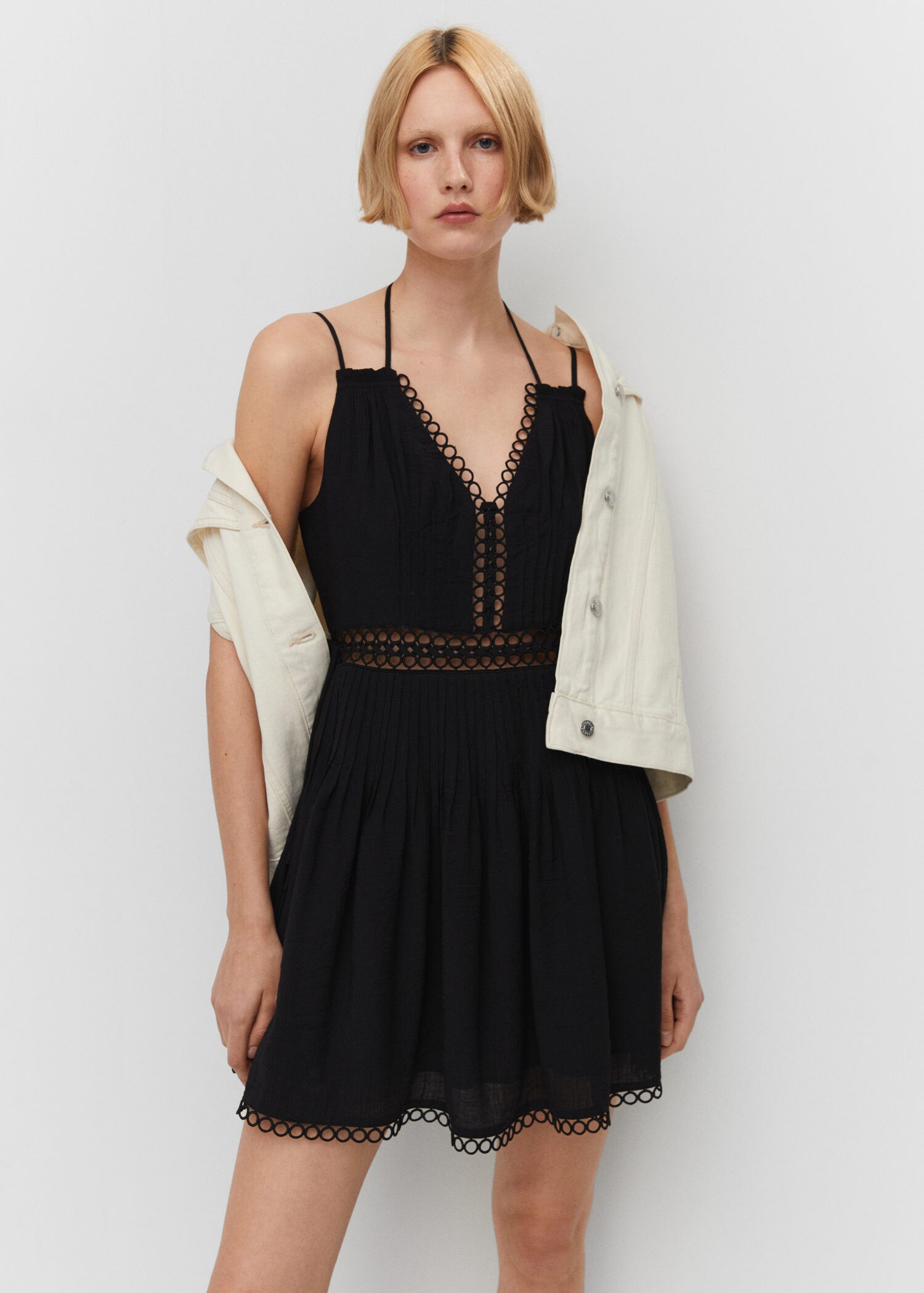 Openwork dress with double straps | MANGO