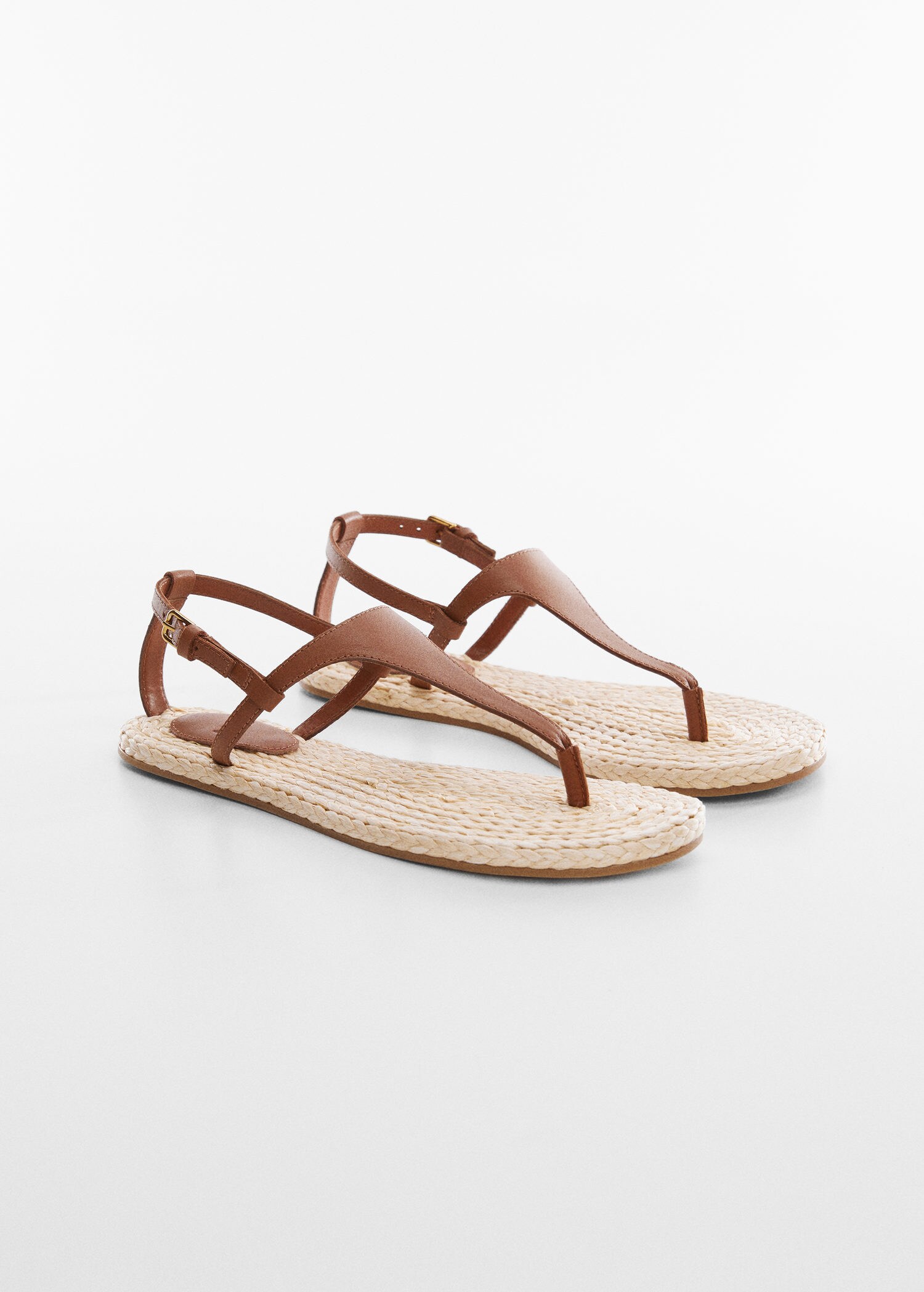 Leather sandals with straps | MANGO