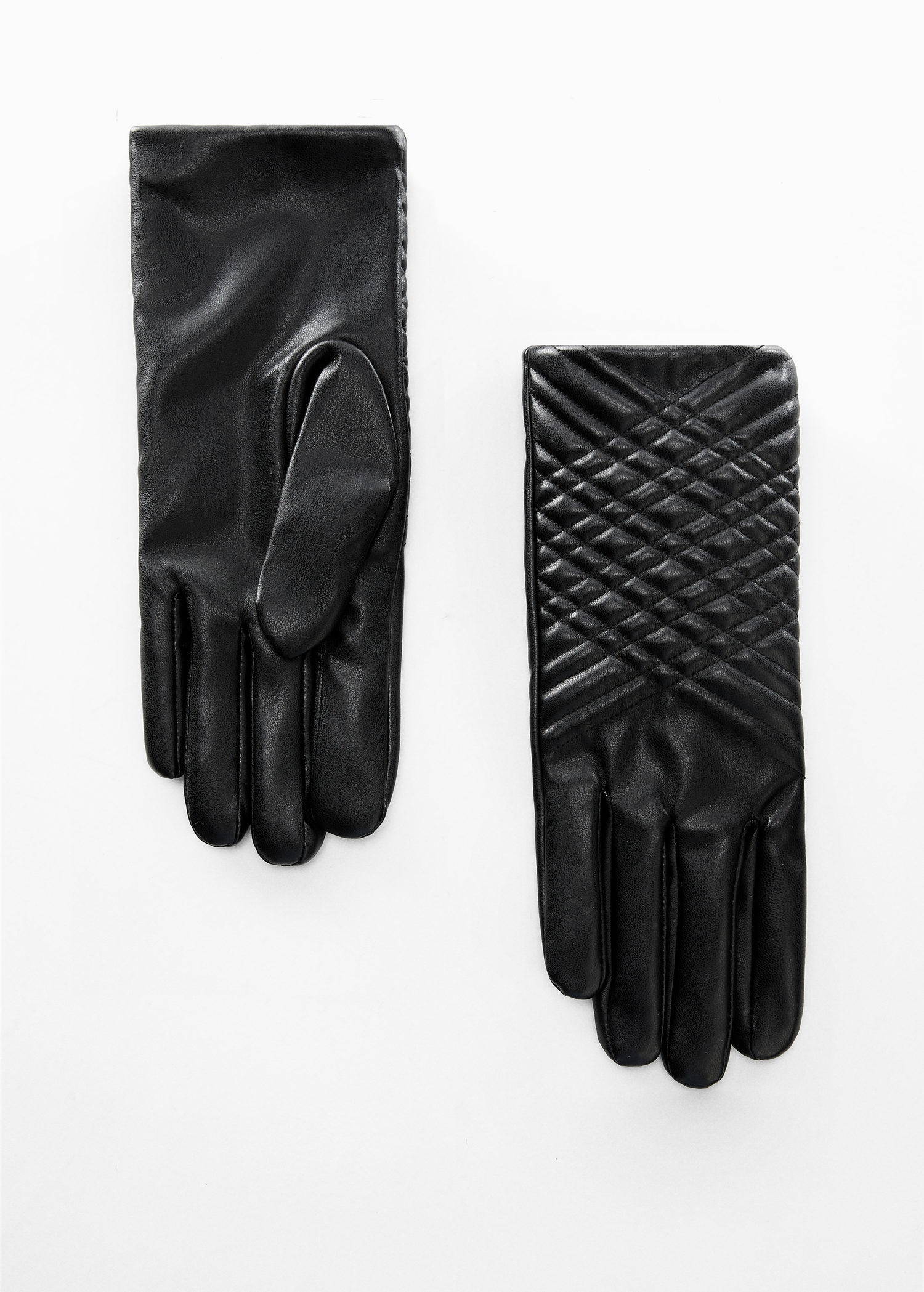 Padded leather-effect gloves | MANGO