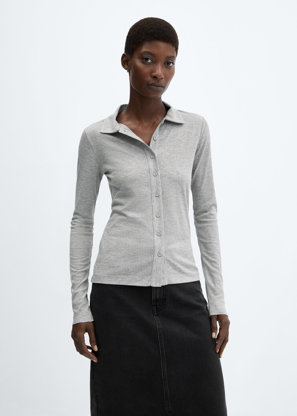 Rib-knit shirt | MANGO