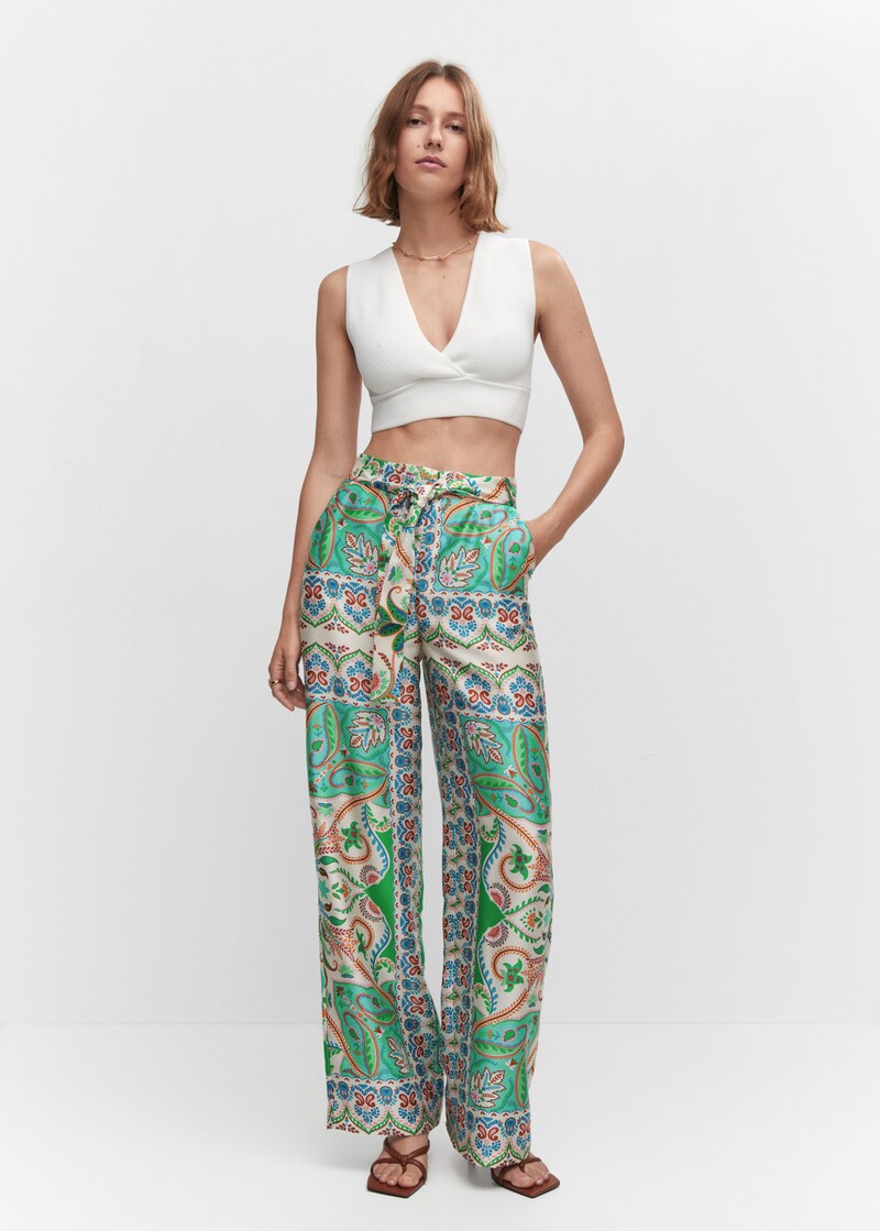 Satin printed trousers