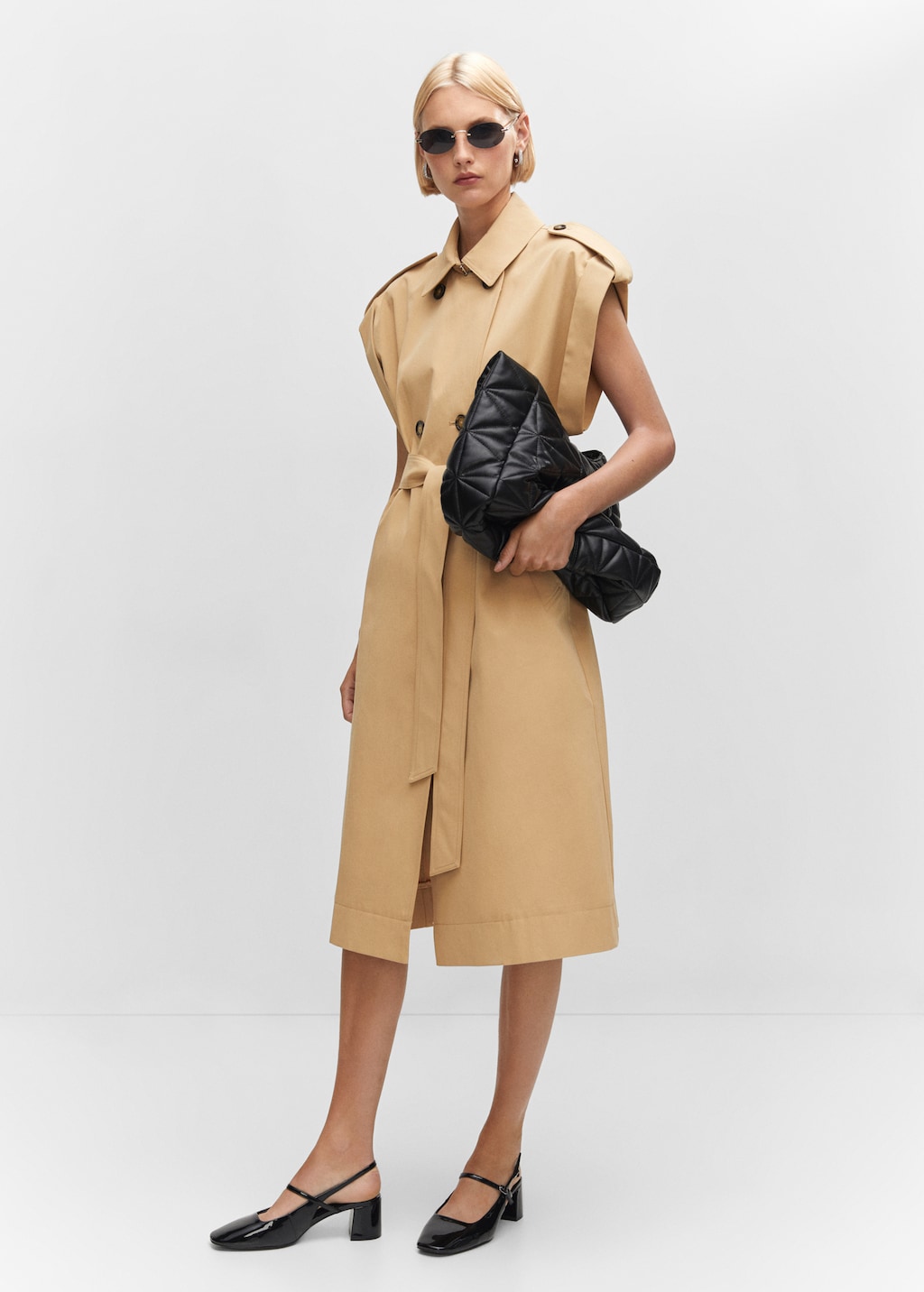 Sleeveless button-down trench coat - Women | MANGO Japan Sleeveless button-down trench coat - Women | MANGO Japan