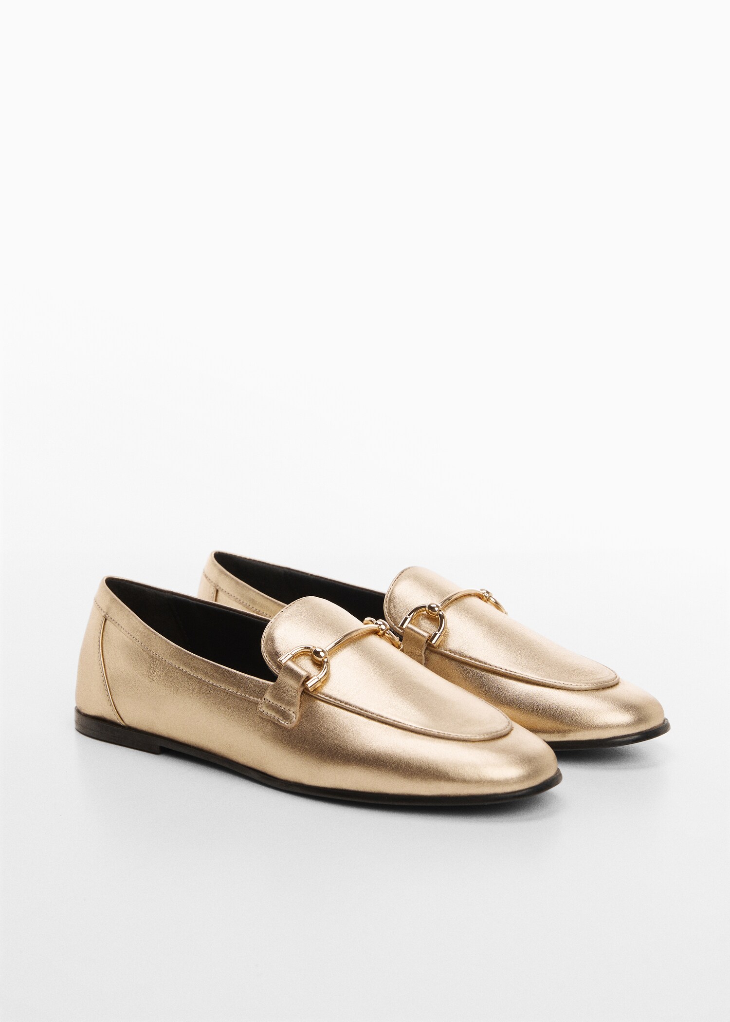 Leather loafers with metallic detail - Women | MANGO Georgia
