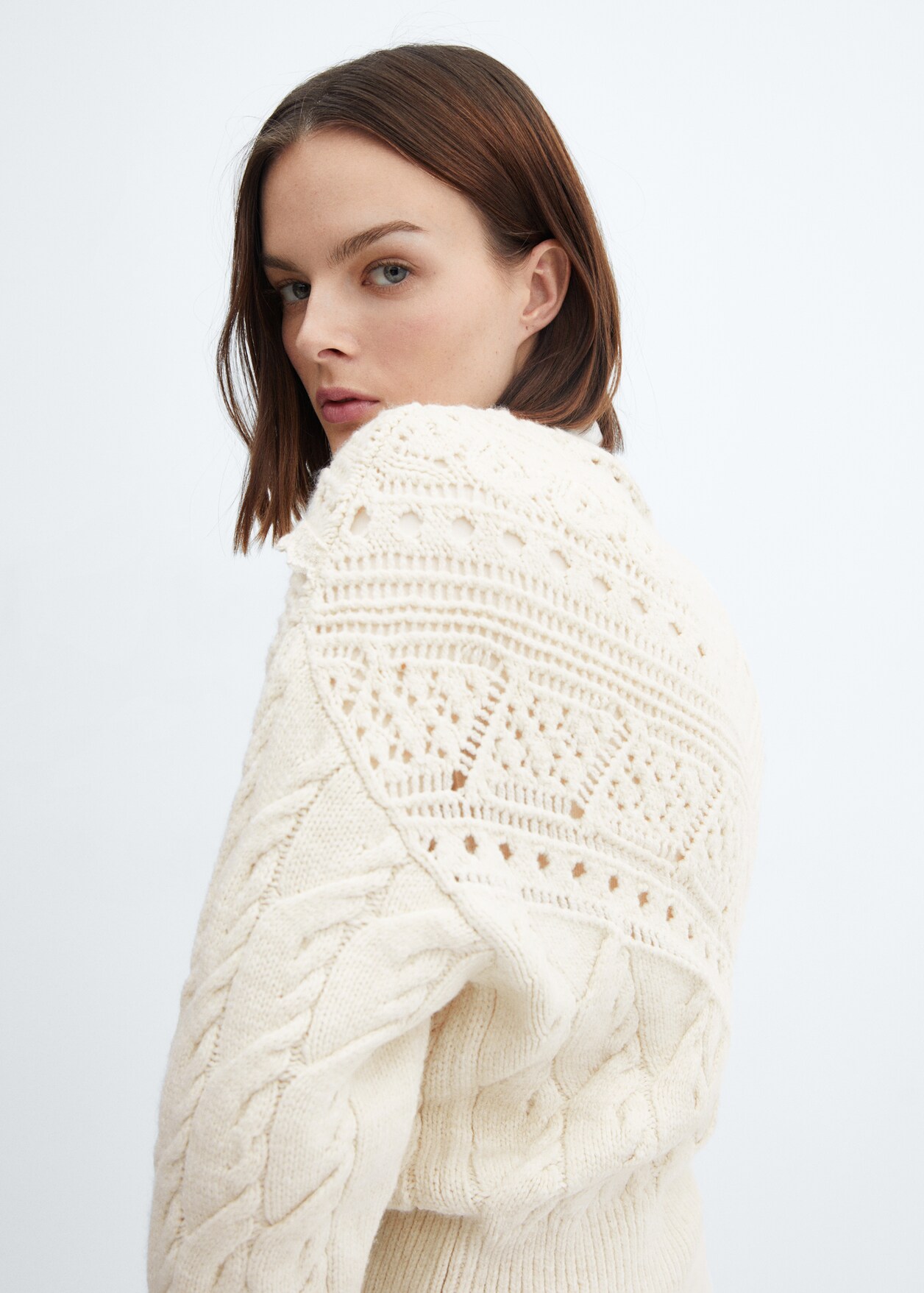 Knitted jumper with openwork details - Woman | MANGO USA