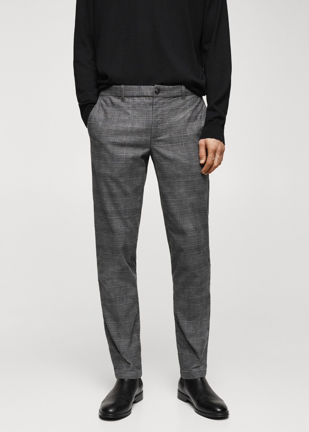 Slim Fit Cotton Check Trousers Man Mango United Kingdom