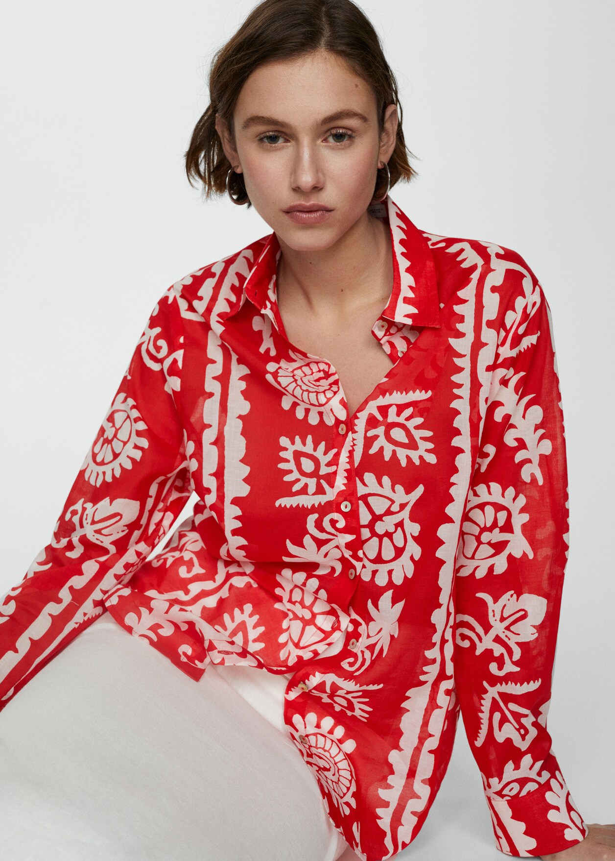 Printed oversize shirt - Woman | MANGO USA