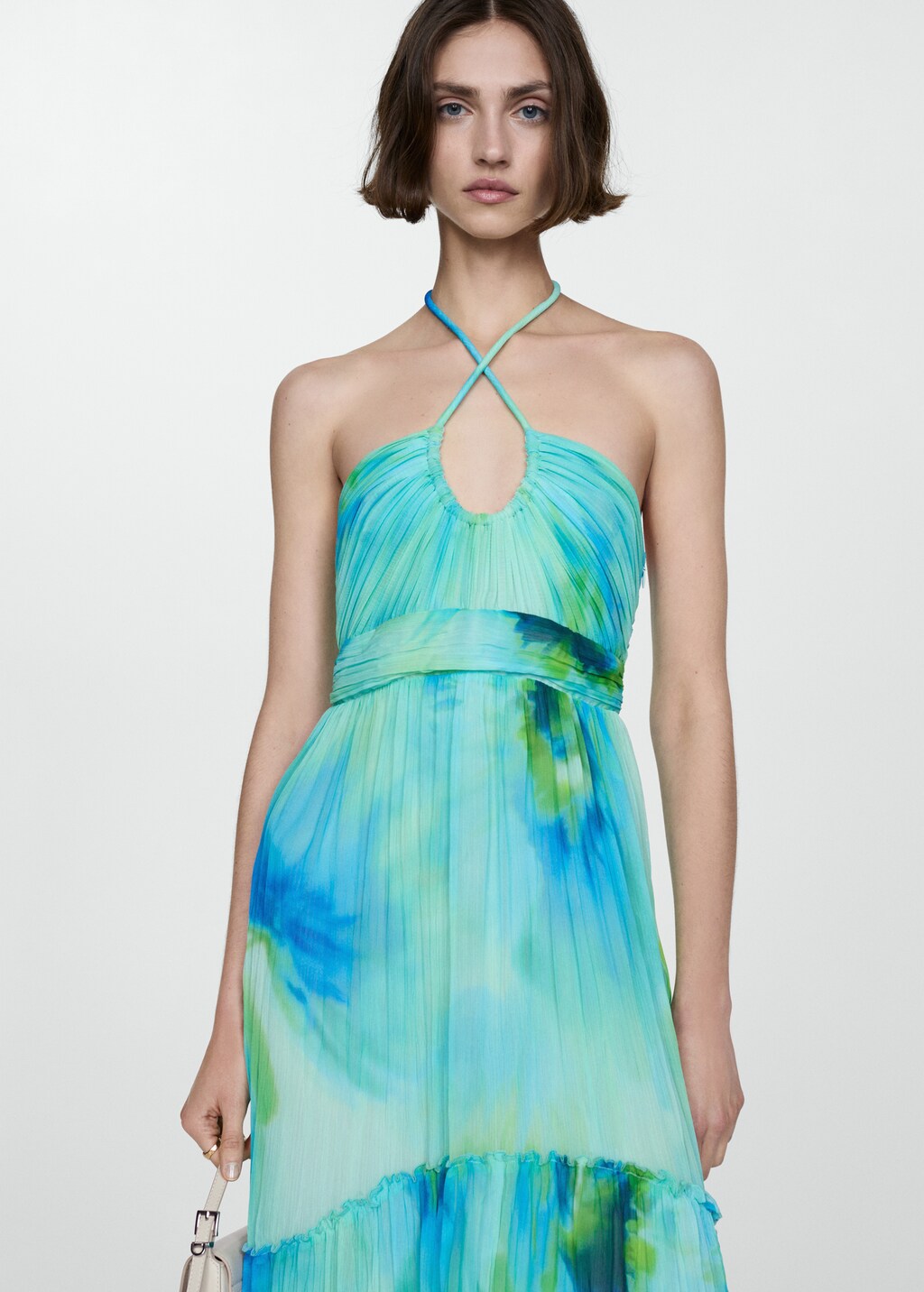 Printed halter gown - Women | MANGO Zimbabwe