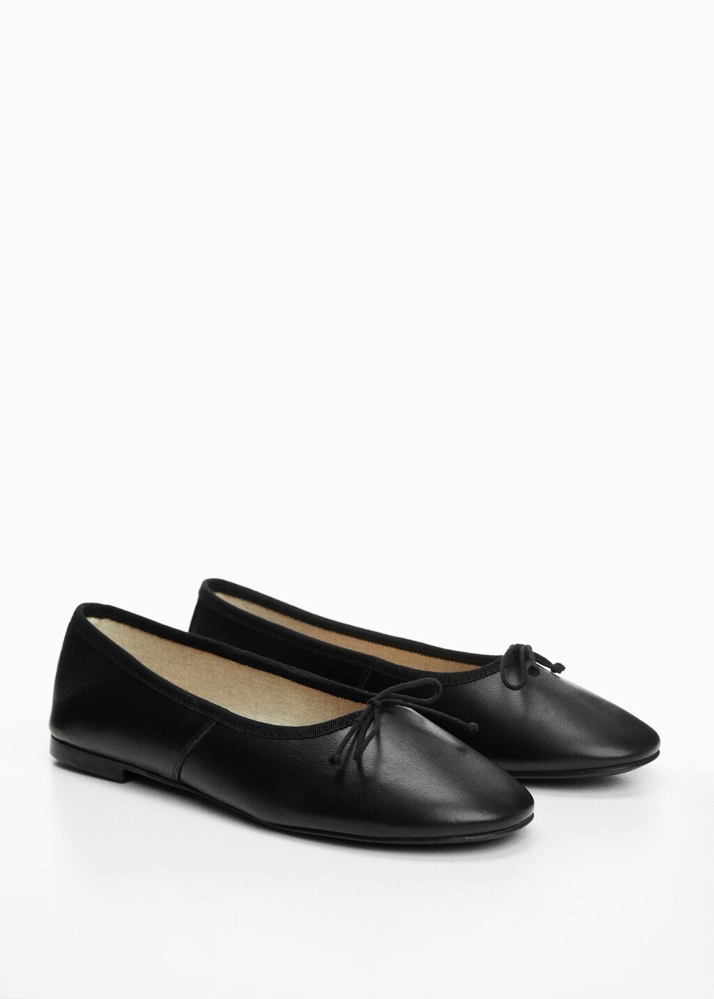 Leather Ballet Flats With Bow Woman Mng Australia