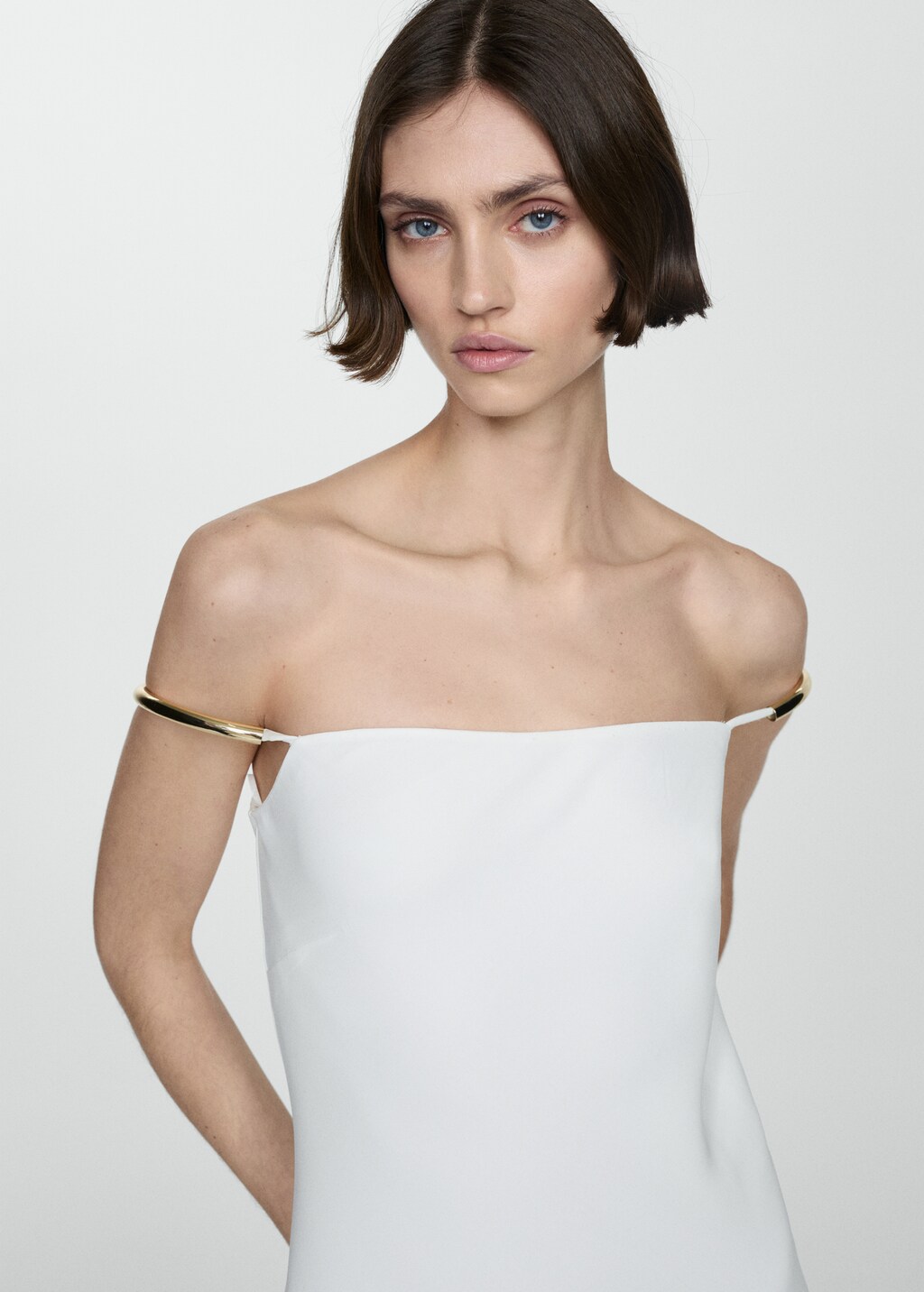 Strapless Dress With Metallic Detail Woman Mango Usa