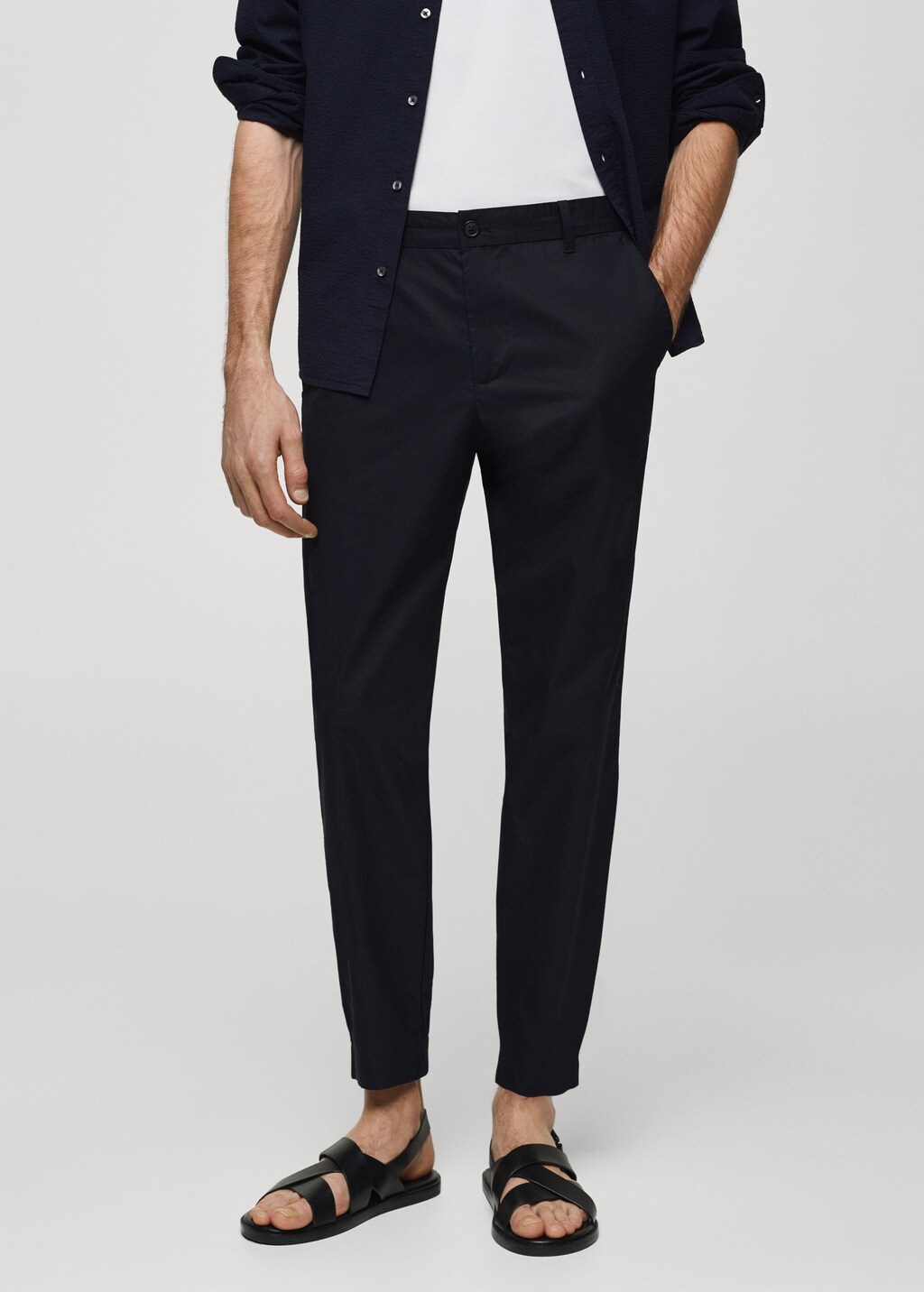 100 Slim Fit Cotton Trousers Men Mango South Korea