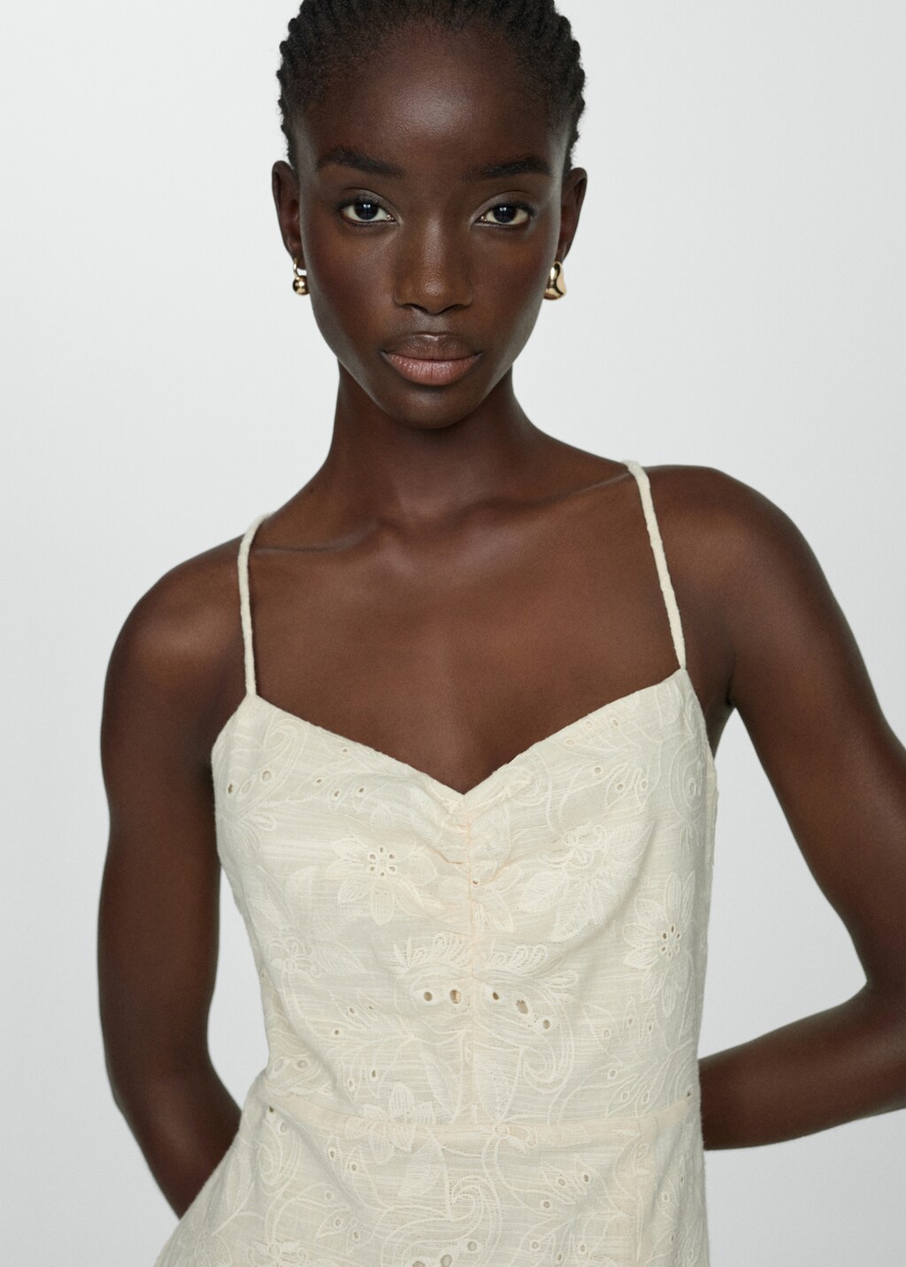 Embroidered Dress With Side Slit Women Mango United Kingdom