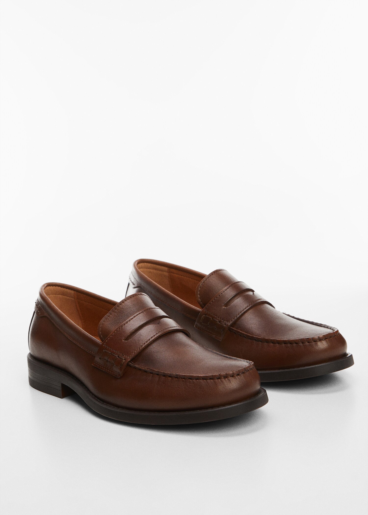 Leather penny loafers - Man | MANGO USA