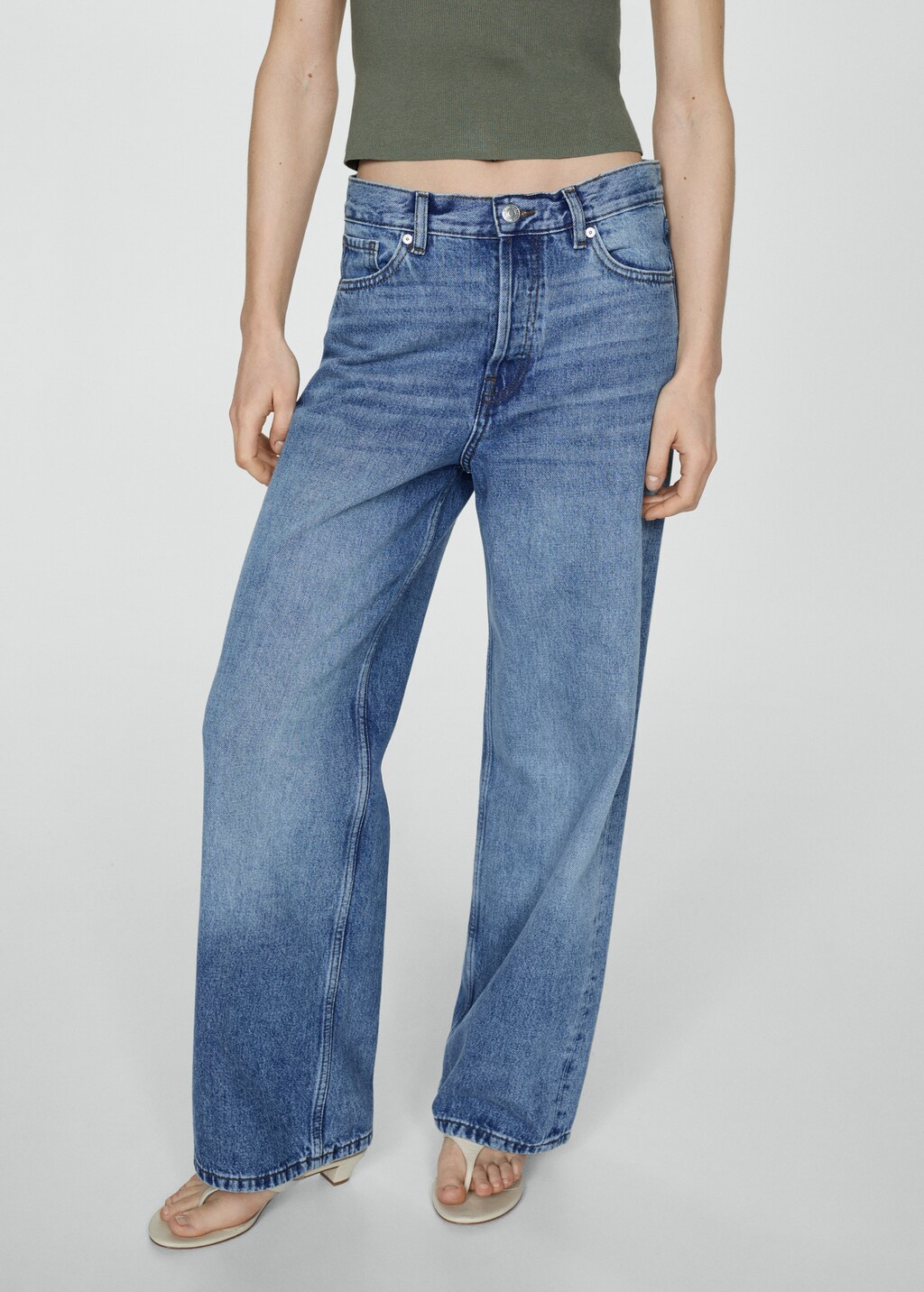 Loose Mid Rise Wideleg Jeans Woman Mango Usa