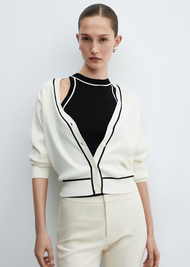 Contrast trim top - Woman | MANGO USA