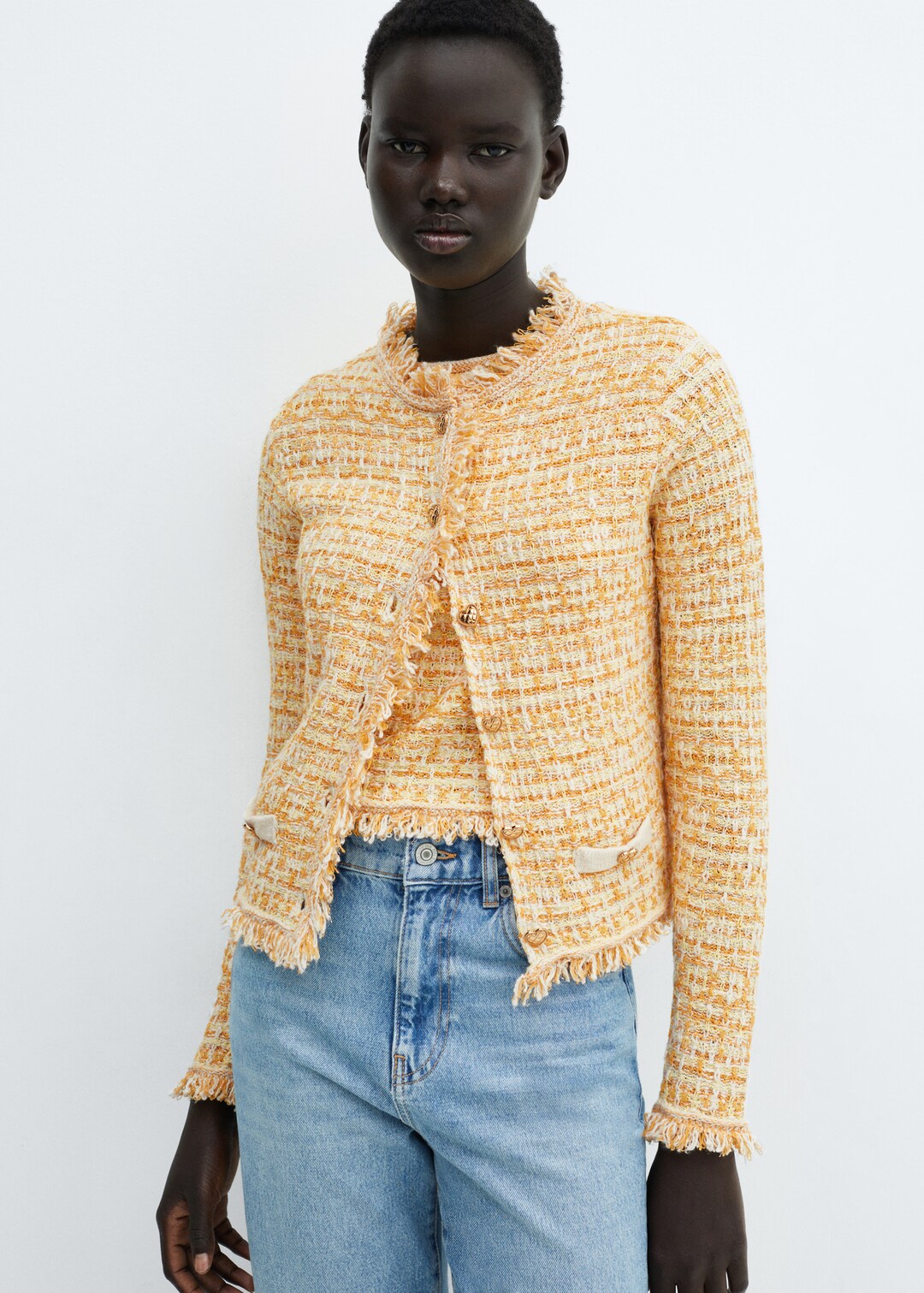 Pocket tweed cardigan - Women | MANGO Taiwan area