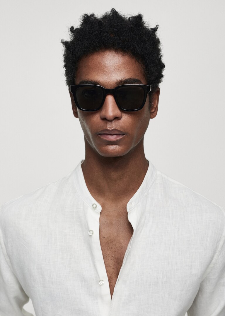 100% linen Mao collar shirt - Men | MANGO USA