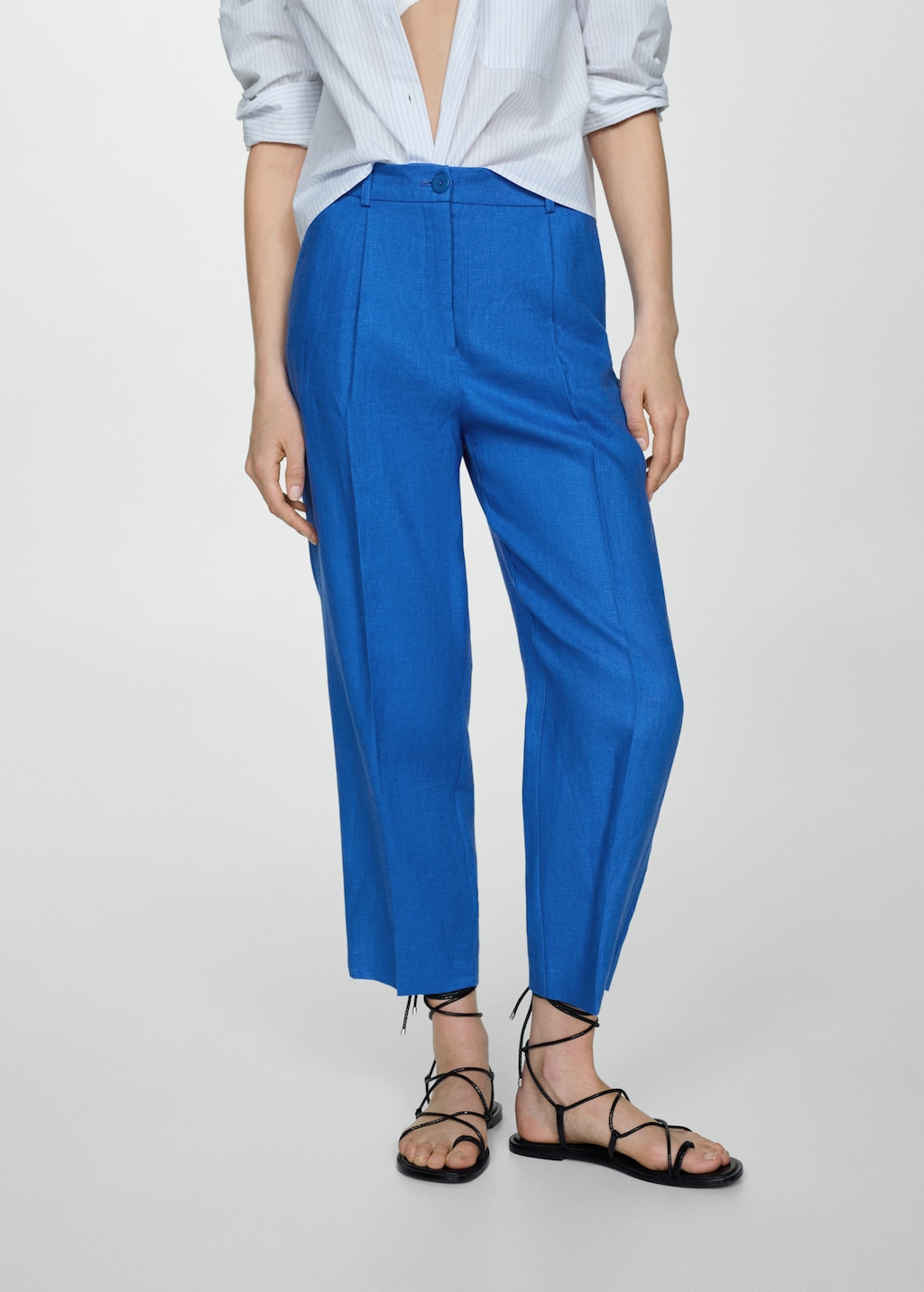 100 Linen Straight Trousers Woman Mango United Arab Emirates