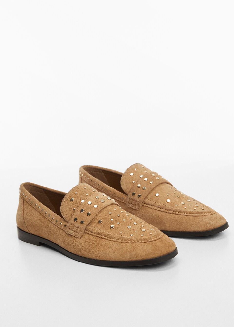 Studded leather loafers - Woman | MANGO USA