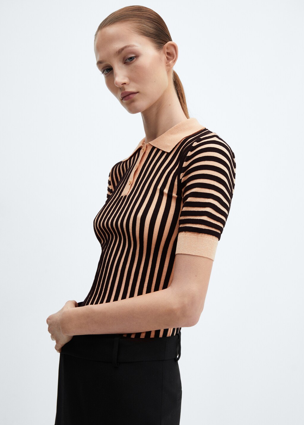 Striped polo-neck sweater - Woman | MANGO Croatia