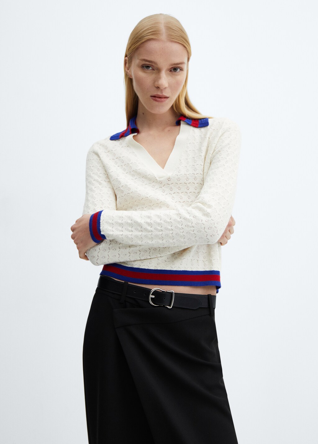 Polo Neck Knitted Sweater Women Mango Taiwan Area