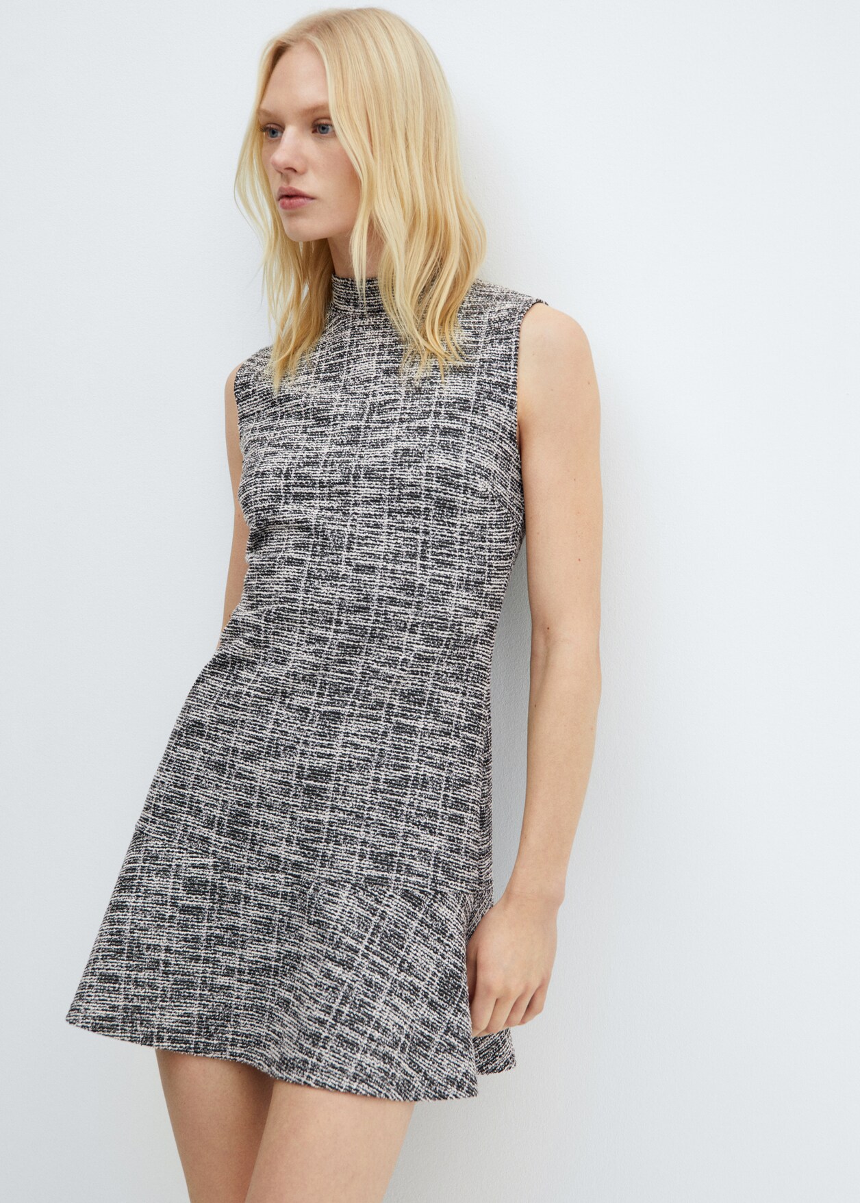 Marbled Tweed Dress Women Mango United Kingdom