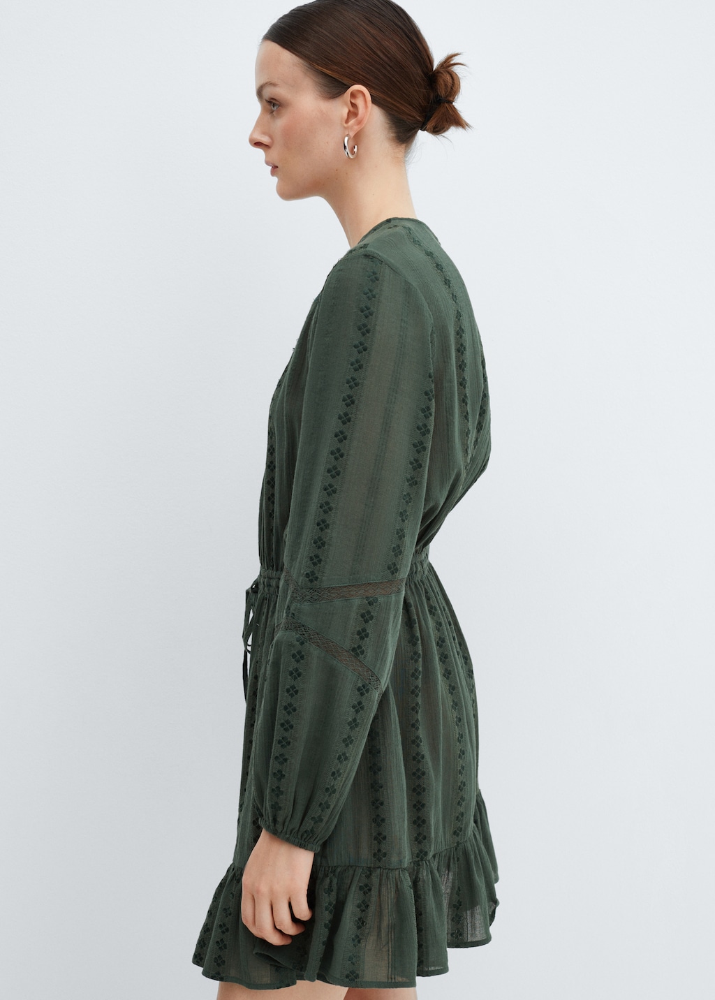 Puff-sleeved embroidered dress - Woman | MANGO United Kingdom